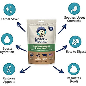 Under the Weather Easy to Digest Bland Dog Food Diet for Sick Dogs | Contains Electrolytes | Gluten Free, Freeze Dried 100% Human Grade Meats | 6 Pack - Rice, Hamburger & Bone Broth