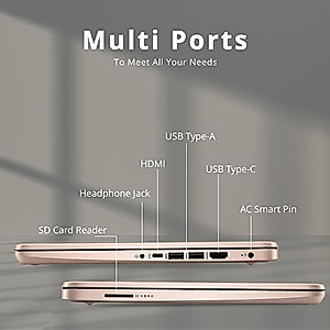 HP 2022 Stream 14" HD BrightView Laptop, Intel Celeron N4120 Processor, 4GB RAM, 64GB SSD, Intel HD Graphics, 720p Webcam, 1 Year Office 365, Rose Gold, Win 11, 32GB Snowbell USB Card