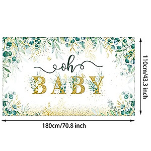 Sage Baby Shower Decorations for Boy Green Safari Baby Backdrop Jungle Eucalyptus Greenery Leaves for Gender Neutral Baby Shower Decoration, 5.9 x 3.6 ft