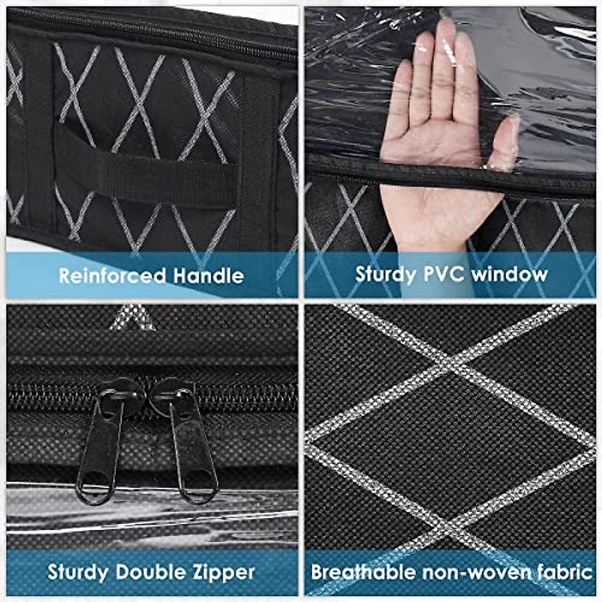 Under Bed Storage Bags Large Capacity Underbed Clothing Organizer with Clear Cover and Reinforced Handles Foldable Underbed Storage Bins Durable Organizer for Clothes Blankets Bedding