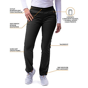 Adar Pro Scrubs for Women - Skinny Leg Yoga Scrub Pants - P7102 - Black - M