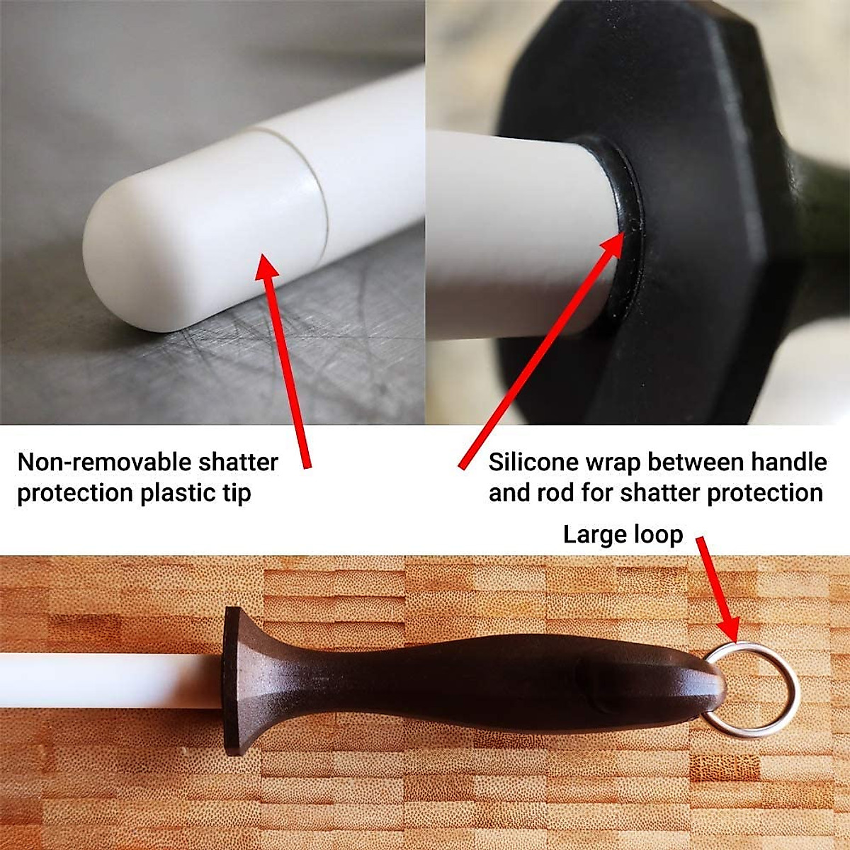 Wedgek HXT Ceramic Thick Sharpening Rod and Angle Guides, 11-Inch Shatter Resistant, White 1500 Grit