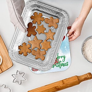 WorldBazaar Christmas Leftover Containers with Lids 36PCS Santa Christmas Aluminum Food Containers with Lids Disposable Watercolor Goodie Sacks Containers Winter Holiday Party Supply