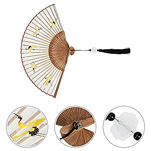 RAZZUM Large Wall Decor Retro Style Silk Fan Folderable Fan Chinese Style Fan Wall Decoration Costume Collocation Fan