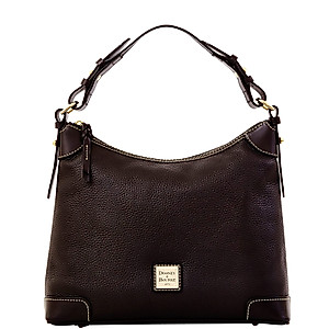 Dooney & Bourke Women's Hobo Shoulder Bag in Pebble Grain Leather, Large Handbag with Adjustable Shoulder Strap, Black/Black