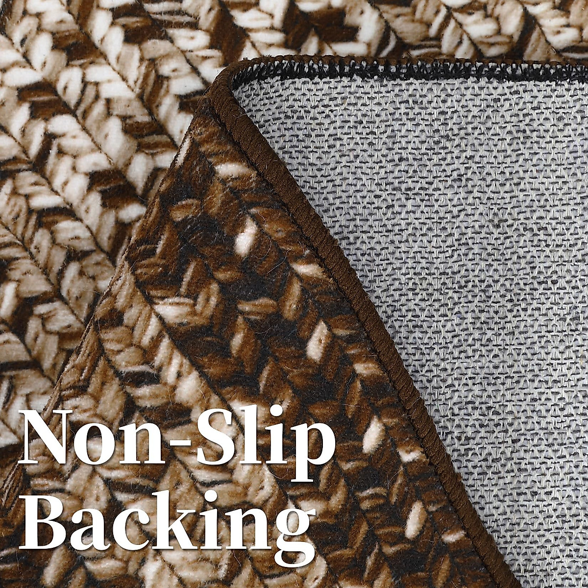 LUXLOOM Washable Rug 8x10 Area Rugs for Living Room Modern Bedroom Rug Brown Rug Imitation Braided Large Area Rug Non Slip Throw Rugs Stain Resistant Carpet for Nursery Dining Room 8'x10' Dark Brown