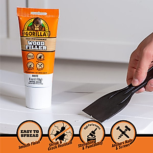Gorilla All Purpose Wood Filler, 6oz Tube, White (Pack of 1)