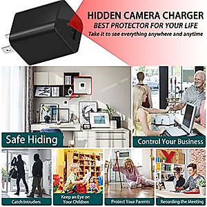 Mini Spy Camera Hidden Camera Charger, 1080p FHD Nanny Cam, Small Camera, Hidden Cameras, Loop Recording, Motion Detection, Wide Angle, Easy to Use, 32G SD Card Included (Black)