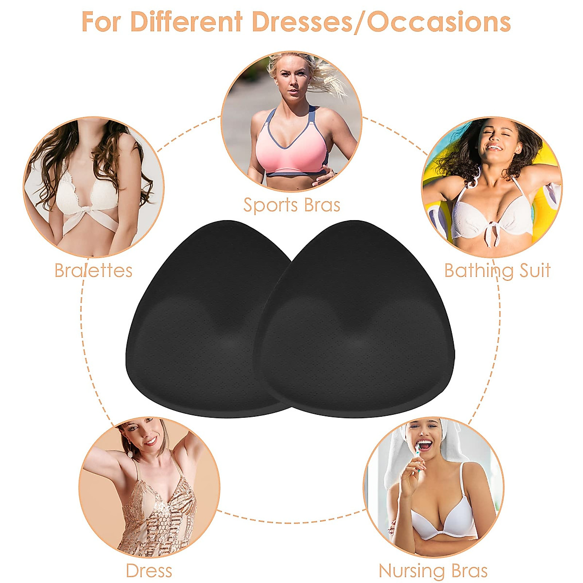 WLLHYF 1 Pairs Triangle Bra Pads Inserts, Breathable Bra Inserts Skin Color Removable Breast Padding Soft and Comfortable Breast Enhancers Bra Pads for Women Girls Bra Any Cup Cover