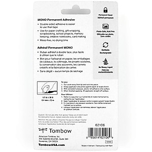 Tombow MONO Permanent Adhesive Applicator, 1/3-Inch by 472-Inch (62106)