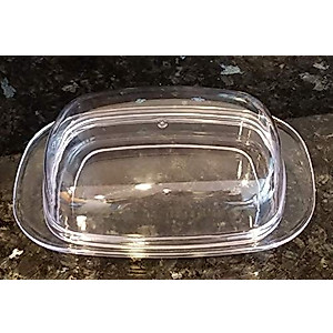 Handy Housewares Large Double-Wide Clear Acrylic Butter Serving Storage Dish with Lid