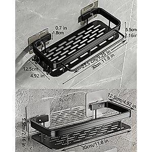 SPNDOB Shower Caddy, Adhesive Shower Shelves with Hooks No Drilling Rustproof & Waterproof Wall Mounted Bathroom Shower Organizer,Black.[2 Pack]