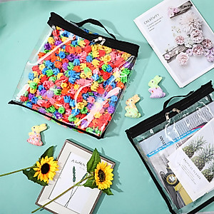 GliCraft 3 Pcs Toy Storage Bags with Zipper Clear PVC Organizing Bags with Zippered Waterproof Toy Bags for Storage Transparent Plastic Travelling Pouch for Toys Building Blocks Kids Books Puzzles