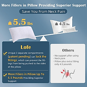 LOFE Side Sleeper Pillows for Adults - Adjustable 3 Compartments of Side Sleeper Pillow, Curved Side Sleeper Neck Pillow, CertiPUR-US Supportive Pillow for Side Sleepers, Queen Size Bed Pillows