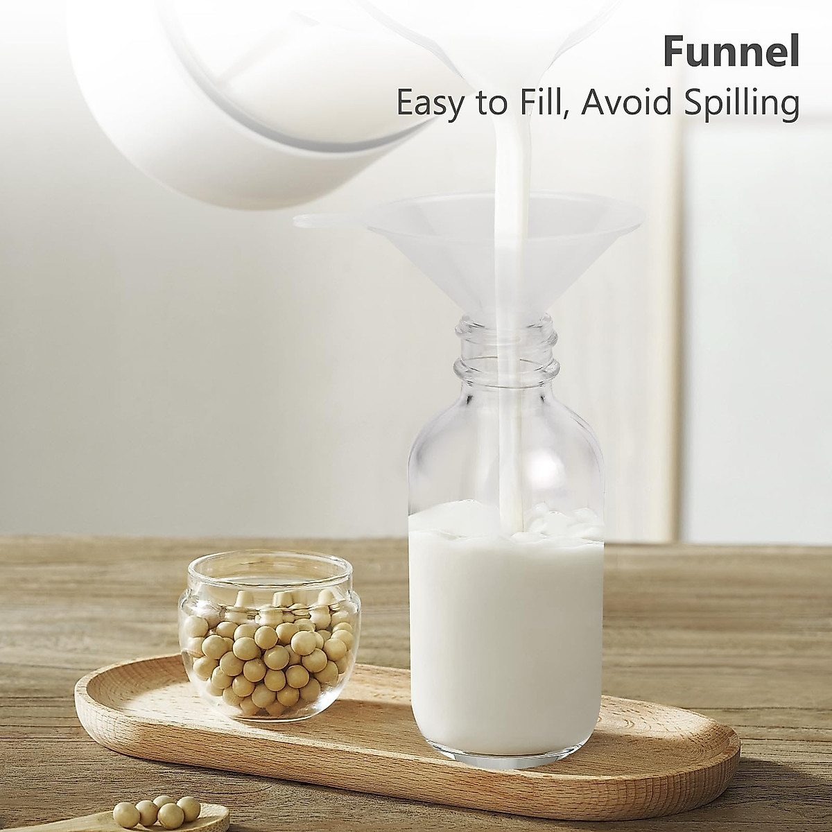 Rionisor 4OZ Small Glass Bottles with Lids and Funnels, 120ml Boston Round Glass Bottles, Leak Proof Mini Travel Bottles, Perfect for Diy Essential Oils, Hot Sauce and Juices, 6 Pack Clear