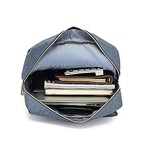 UGRACE Vintage Laptop Backpack with USB Charging Port, Elegant Water Resistant Travelling Backpack Casual Daypacks College Shoulder Bag for Men Women, Fits up to 15.6Inch Laptop in Blue