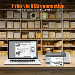 Tordorday Bluetooth Thermal Label Printer 4"×6", Wireless Shipping Label Printer for Shipping Packages, iPhone, Windows, Works with Amazon, UPS, USPS, FedEx, Silver Grey (RH40)