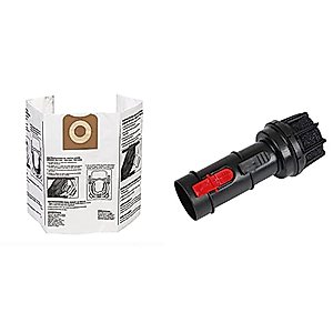 RIDGID - 23743 VF3502 High Efficiency, Dry Pickup Dust Bags for 12-16 Gallon Wet/Dry Vacuums & WORKSHOP Wet/Dry Vacs Vacuum Diffuser WS25025A 2-1/2-Inch Diffuser Shop Vacuum attachment, Black