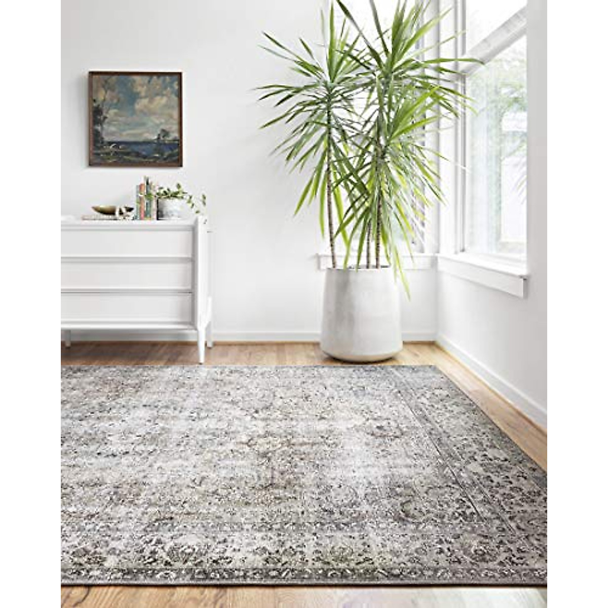 Loloi LAYLA Collection, LAY-06, Taupe/Stone, 9'-0" x 12'-0", 13" Thick, Area Rug, Soft, Durable, Vintage Inspired, Distressed, Low Pile, Non-Shedding, Easy Clean, Printed, Living Room Rug