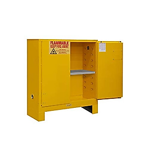 Durham 1030ML-50 Flammable Safety Cabinet with 2 Manual Door and Legs, 43" x 18" x 50", 30 gal Capacity, Yellow