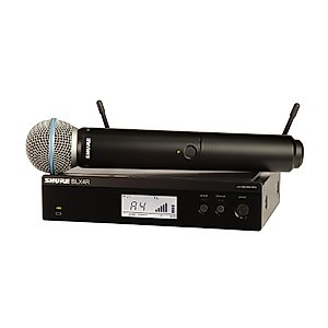 Shure BLX24R/B58 Wireless Microphone System - 14-Hour Battery Life, 300 ft Range, UHF | BETA 58A Handheld Vocal Mic, Single Channel Rack Mount Receiver | H9 Band (BLX24R/B58-H9)