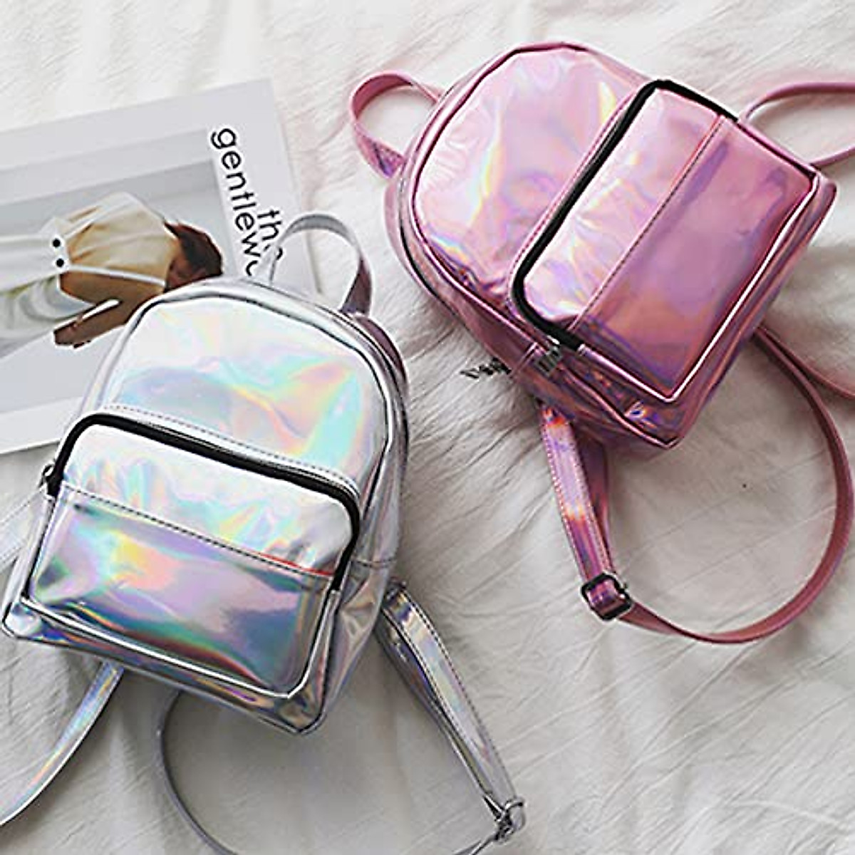 Holographic Backpack Clear Mini Backpack Hologram School Shoulder Bag Casual Backpack Casual School Backpack