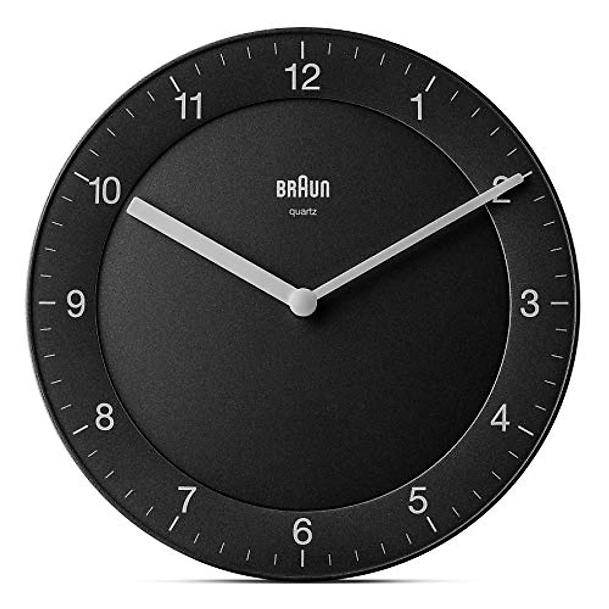 Braun Classic Analogue Wall Clock with Quiet Quartz Movement, Easy to Read, 20cm Diameter in Black, Model BC06B, One Size