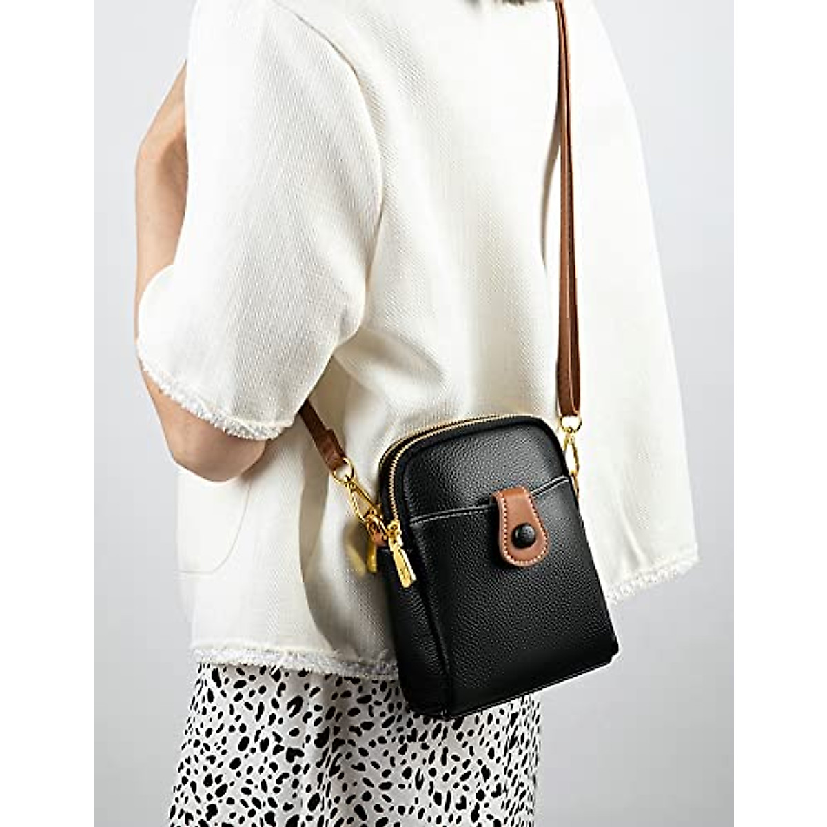 Tellrain Small Crossbody Handbags for Women Leather Purse Wallet Satchel Card Holder Versatile Clutch Shoulder Bag