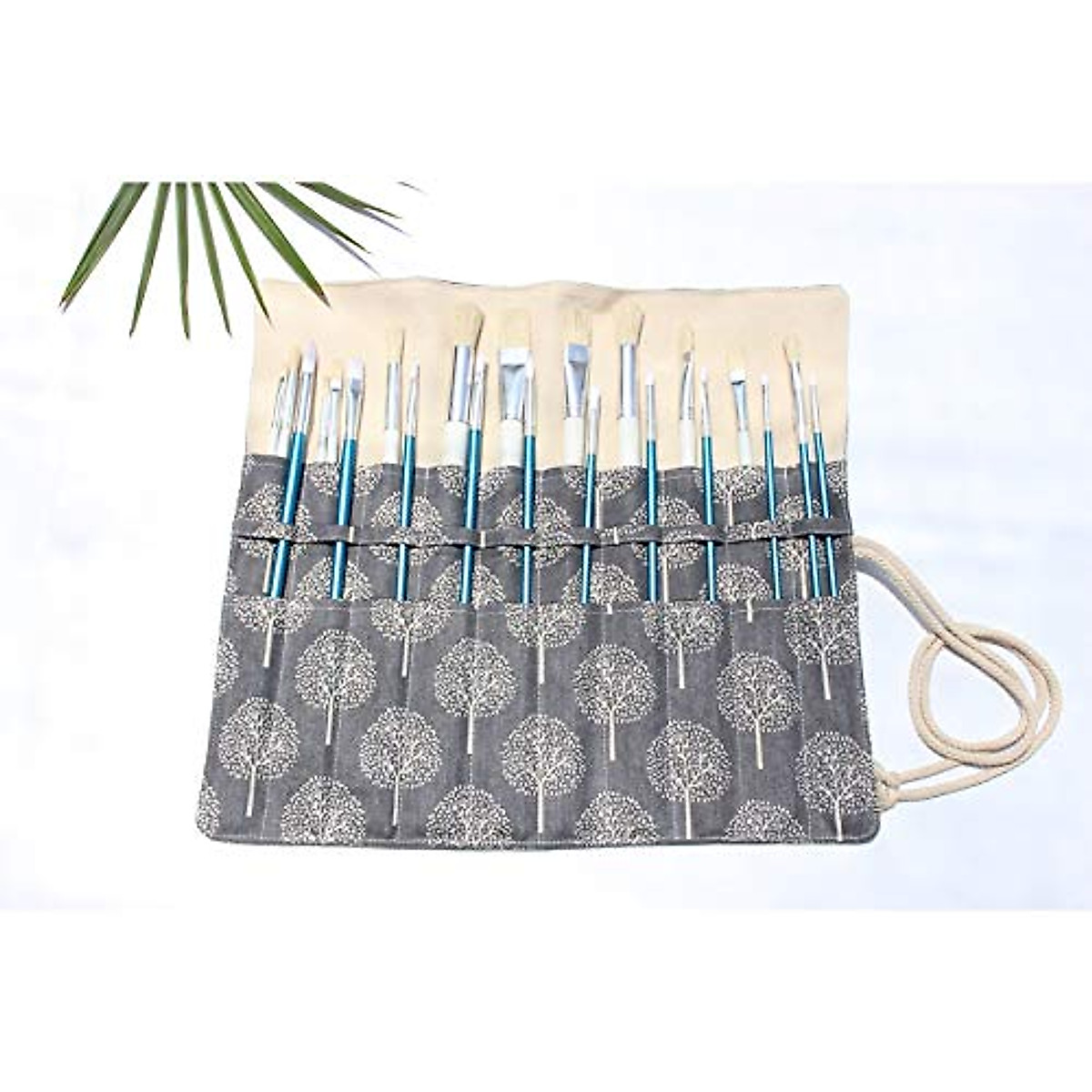 BUSOHA Roll Up Paint Brush Holder Artist Canvas Roll Pouch Bag Makeup Brushes Case Organizer Rollup Protection（15 inch ,Without Brushes）