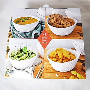 Over & Back 4-Piece 'What a Dish' Porcelain Bowl Set, White Texture