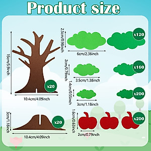 Nuanchu 20 Set 3D Foam Tree Craft Apples Leaves Sticker Self Adhesive Foam Tree Glitter Apple Sticker Spring Trees for Craft Project Family Art Activity