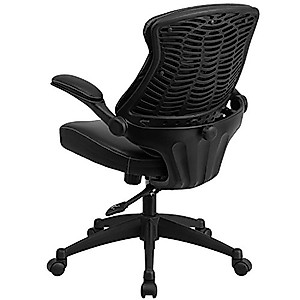 Flash Furniture Kale Mid-Back Black LeatherSoft Executive Swivel Ergonomic Office Chair with Back Angle Adjustment and Flip-Up Arms
