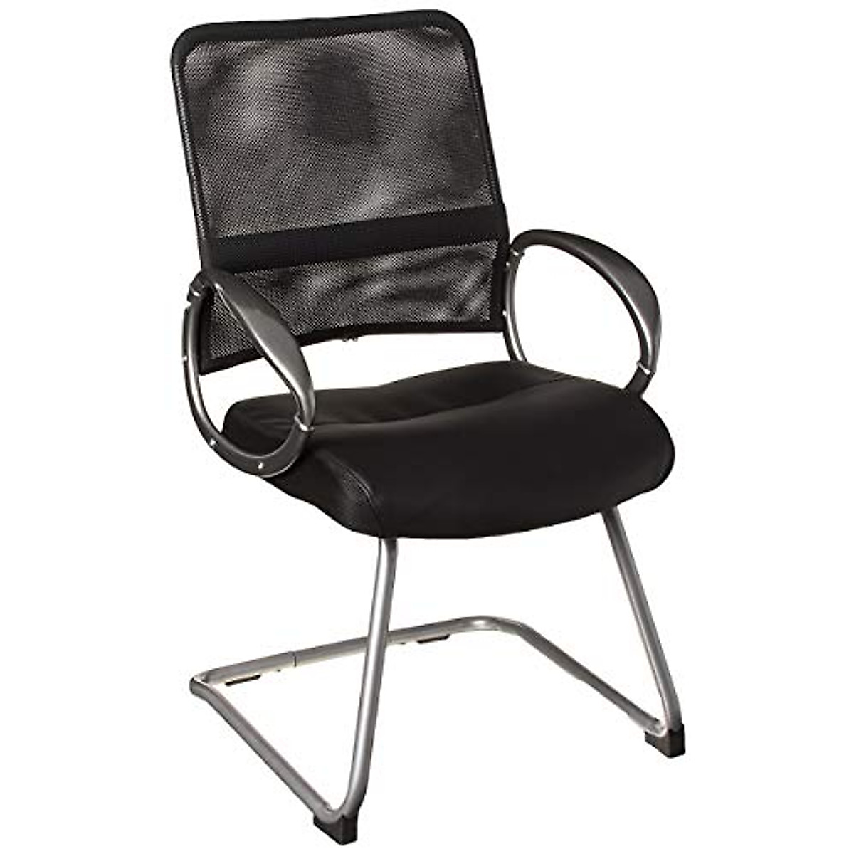 Boss Office Products Mesh Back Guest Chair with Pewter Finish in Black, 250 lb.