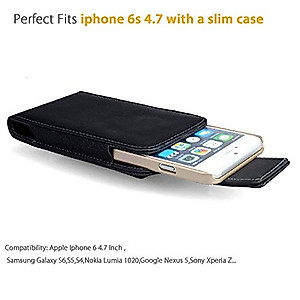iPhone Se 2020 8 7 6s Holster Case, Gcepls Leather Pouch Sleeve Carrying Case with Belt Clip Holster for iPhone Se2 iPhone 8 7 6 6s S7(Vertical Black)