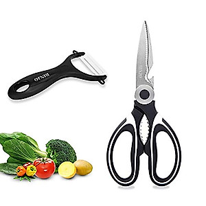 QYZHLI Heavy Duty Kitchen Scissors,Dishwasher Safe Kitchen Shears,Stainless Steel Poultry Scissors Set,Ultra Sharp 3 Pack Scissors With Peeler