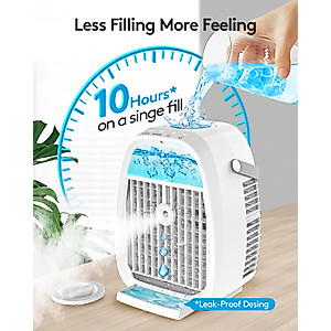 Portable Air Conditioners Fan,JYew Evaporative Mini Room Air Conditioners,Portable AC Unit Air Cooler with 4 in 1 Humidifier Fan Conditioner RGB Light, 3 Speed AC Portable for Room Car Office (White)