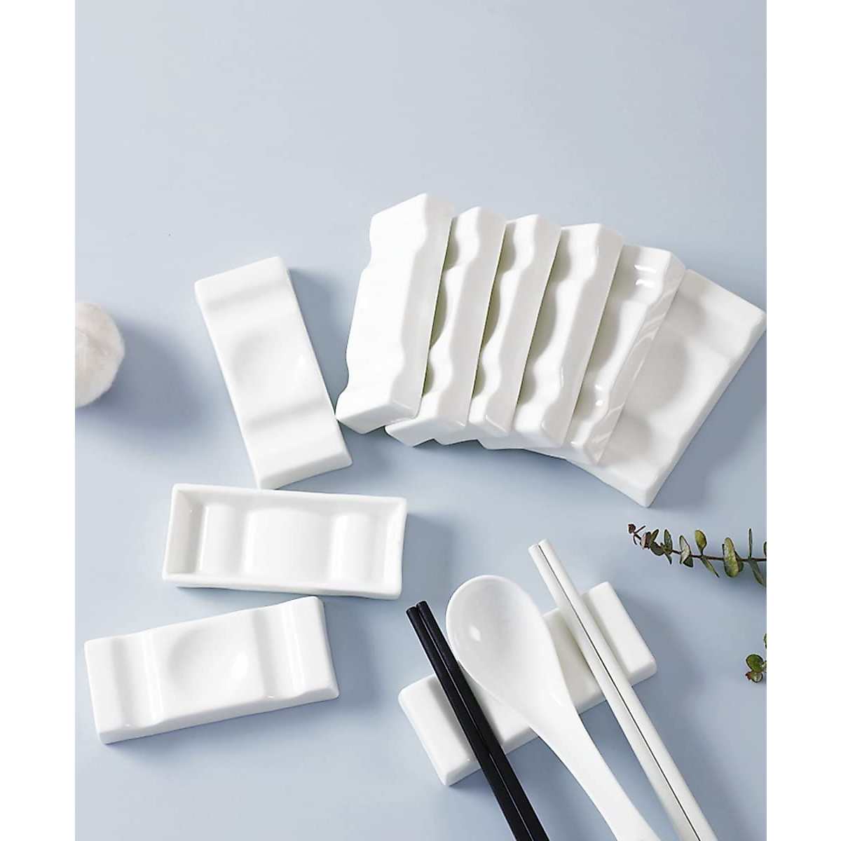 Premium Handmade Ceramic Spoon and Chopstick Rest, Fork Knife Holder Stand Dinner Tableware Table Decoration Set of 4