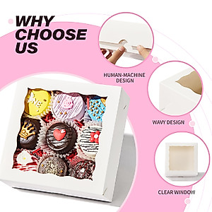 JCXGRVC 55pcs 6"x6"x2½ Bakery Boxes with Window Cookie Boxes Small Cake Boxes Macaron Boxes Pie Boxes Truffle Chocolate Boxes