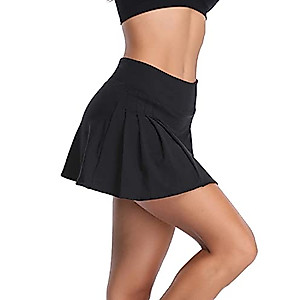 Rainbow Tree Tennis Skirts for Women Golf Skirt Tennis Skort Pleated with Side Inner Pockets Indoor Exercise,Runs Large Black