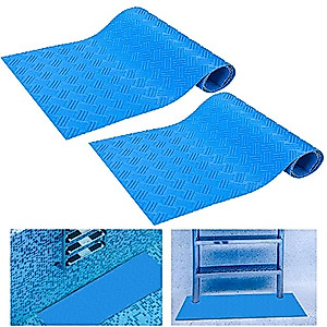 DECOHS 2 Rolls Swimming Pool Ladder Mat-9"x36" Non-Slip Pool Step Pad-Medium Swimming Pool Mat Safety Liner for Swimming Pool Liner and Stairs Protective (Stripe)