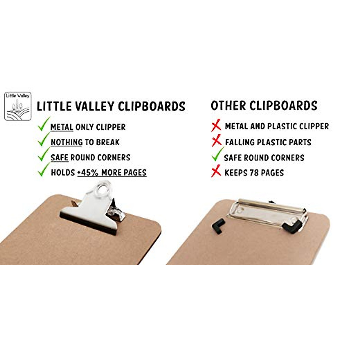 HIGH CAPACITY clip - Mini Clipboards 6'' x 9'' [ 24 Pack ] - Solid made Memo Size hardboards A5 | Perfect for Office, School or Business