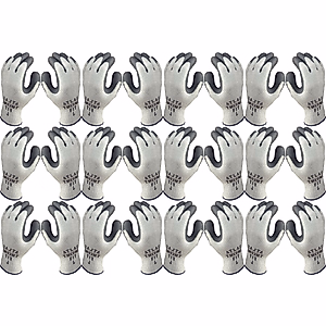 Atlas Showa - Therma-Fit 10-Gauge Insulated Seamless Liner Work Gloves with Natural Rubber Latex Coating - Grey, Large, 12-Pair - 451