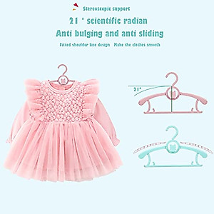 Baby Nursery Closet Hangers, 20pcs Slip Laundry Infant Pant Hangers for Newborn Clothes Kids Baby Hangers - 11"- 14" Adjustable Children Coat Hanger for Girl Boy Plastic Infant Hangers Cherry Powder