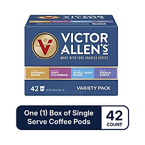 Victor Allen's Coffee Variety Pack, Light-Dark Roasts, 42 Count, Single Serve Coffee Pods for Keurig K-Cup Brewers