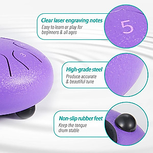 Steel Drums, Steel Tongue Drum 6 Inches 8 Notes,Handpan Tank Drum Percussion Musical Instrument Panda Hang Drum