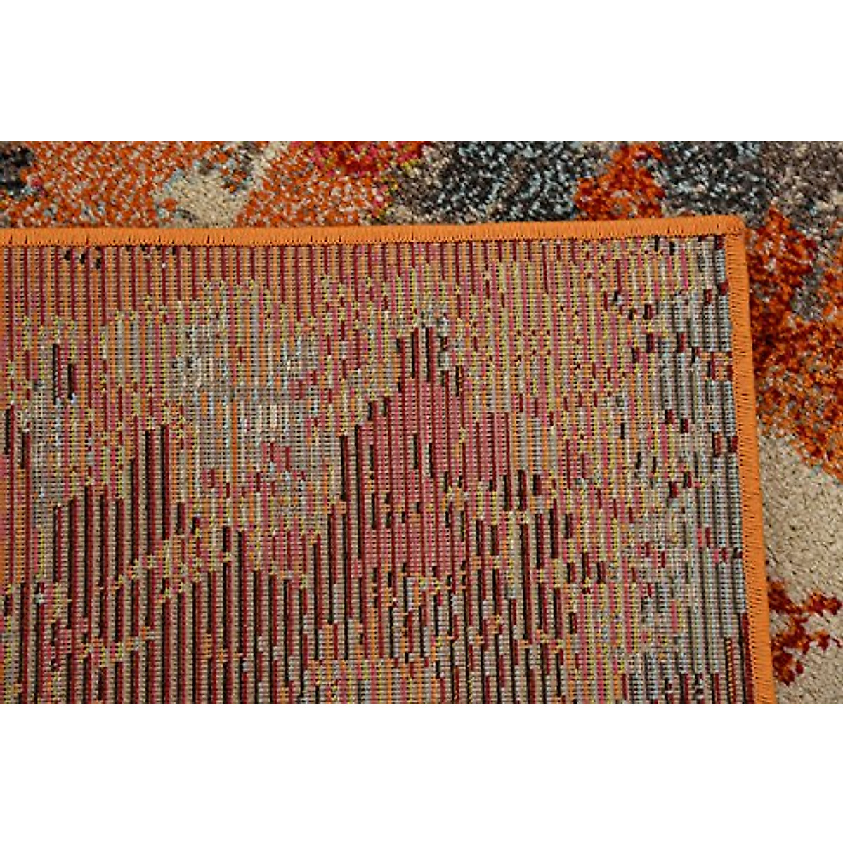 Unique Loom Estrella Collection Modern, Abstract, Light Colors, Distressed Area Rug, 5 ft x 8 ft, Orange/Beige