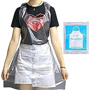 Parts Express 50 Pcs Clear Plastic Polyethylene Waterproof Disposable Aprons For Cooking, Painting