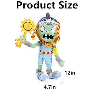 JHESAO 12" Plants and Zombies Plush RA Zombie Toys PVZ Plushies 1 2 Stuffed Soft Doll Sun Zombie Toy
