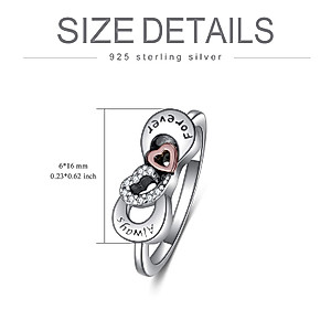 Infinity Cremation Ring for Ashes 925 Sterling Silver Always & Forever Urn Ring Jewelry Keepsake Hair Memorial Locket for Women Mom (7)