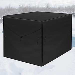 Pool Heat Pump Equipment Cover, 40 x 34 x 31 Inch, Black Heavy Duty Square 600D Oxford Cloth Pool Heater Cover with Waterproof PVC Inner Layer for Swimming Pool Heat Pump